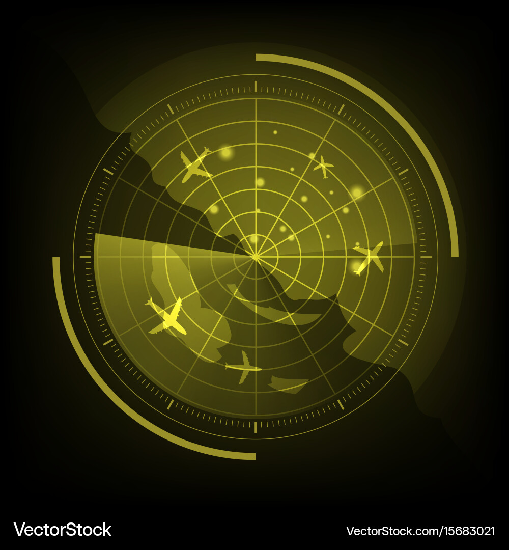 Radar Screen with Airplane Map Royalty Free Vector Image