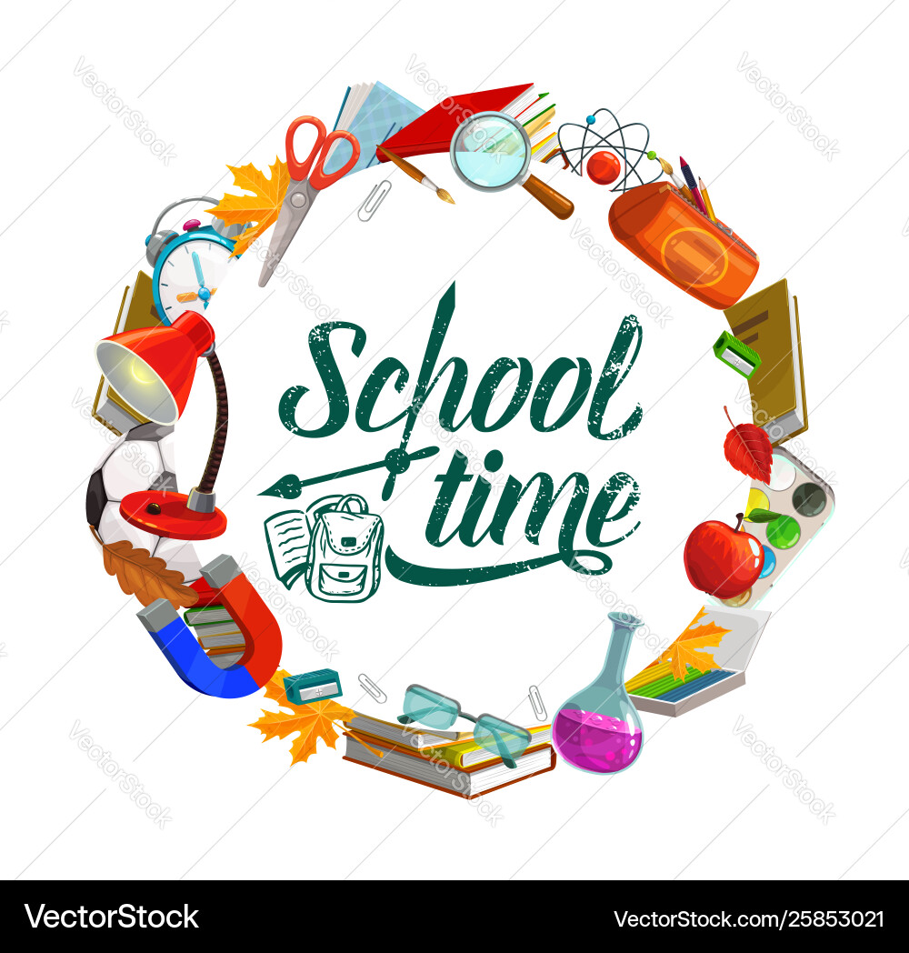 School time education items and study supplies Vector Image