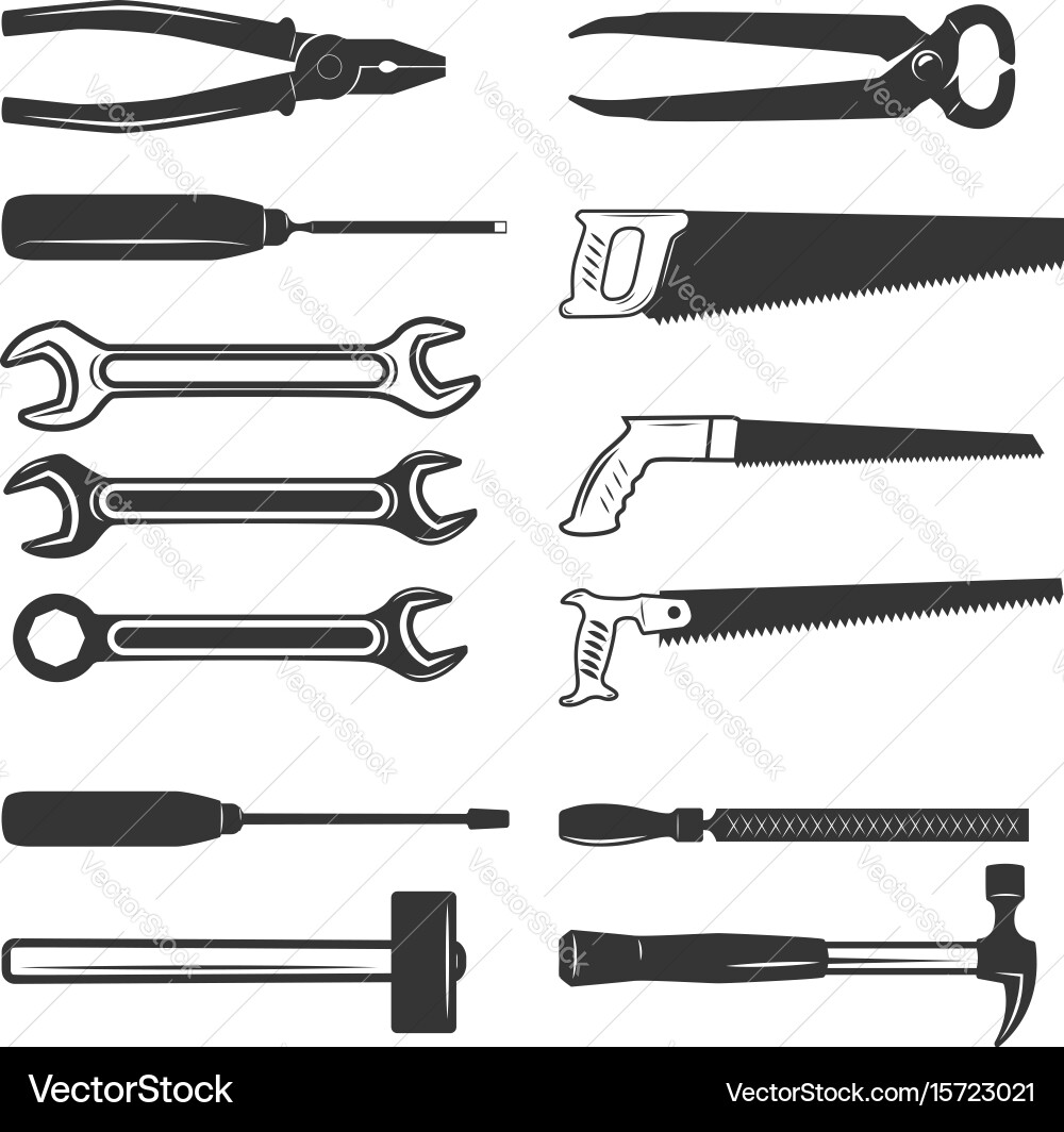 Set of the working tools isolated on white Vector Image