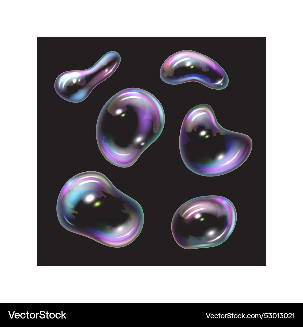 Soap bubbles colored transparent foam water Vector Image