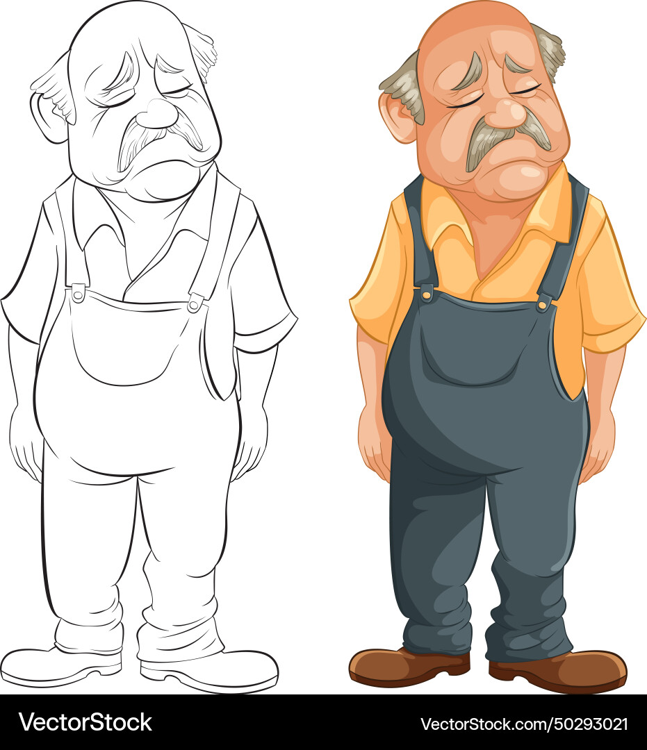 Two elderly men looking sad and exhausted Vector Image