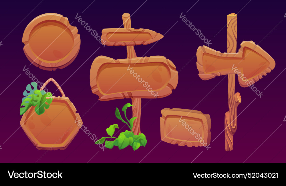 Wooden arrow signboard cartoon direction plank Vector Image