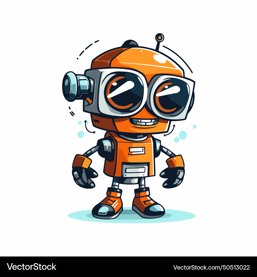 Cute cartoon robot isolated on white background Vector Image