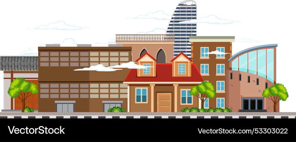 Diverse urban buildings and architecture Vector Image