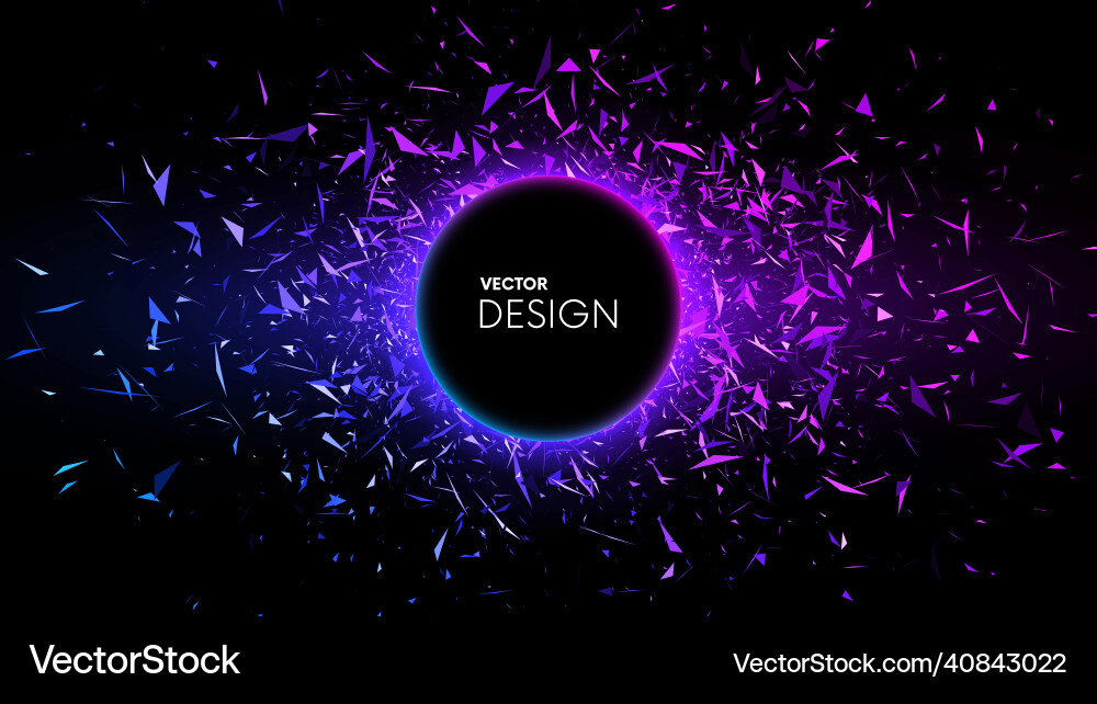Futuristic explosion with glowing sharp debris Vector Image