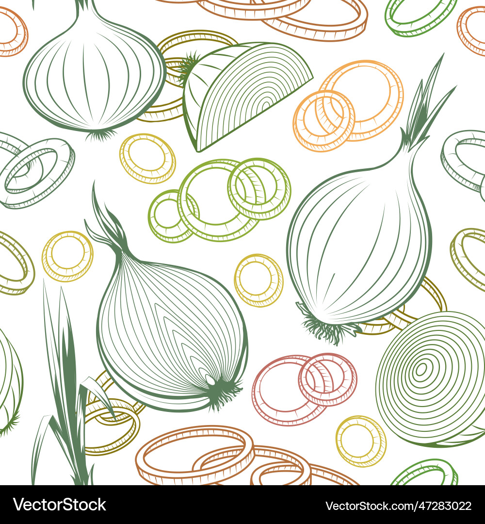 Onion outline sketch seamless pattern Royalty Free Vector