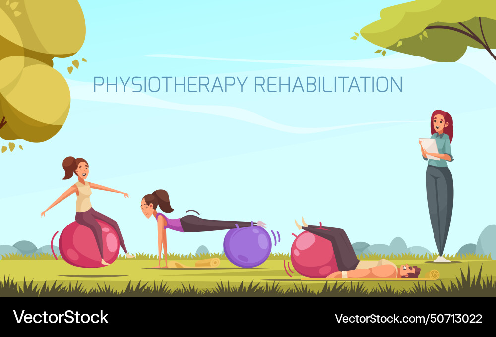 Outdoor rehabilitation exercises composition Vector Image