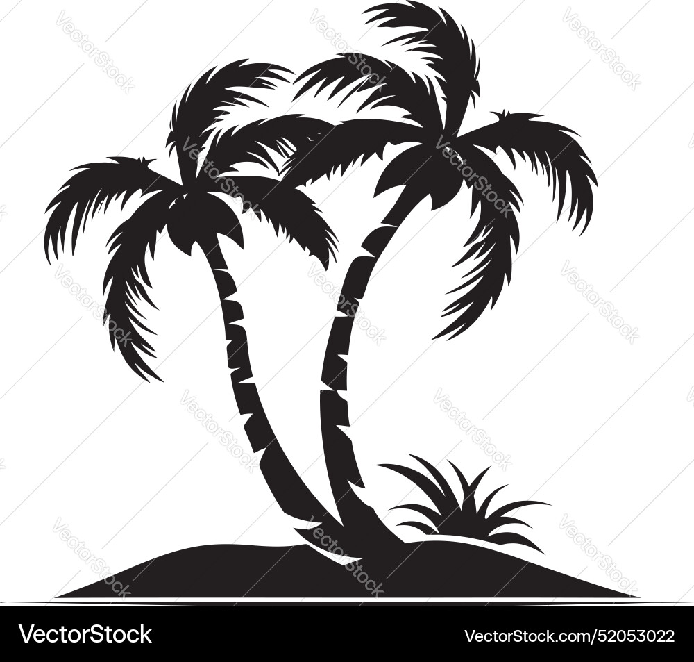 Palm paradise graphic of beach and tree Royalty Free Vector