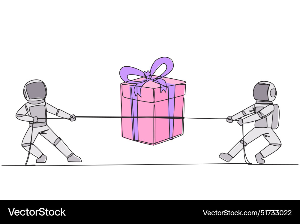 Single continuous line drawing two astronauts Vector Image Single continuous line drawing two astronauts Vector Image