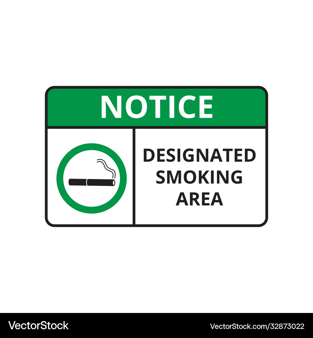 Smoking area notice for signboard or label Vector Image