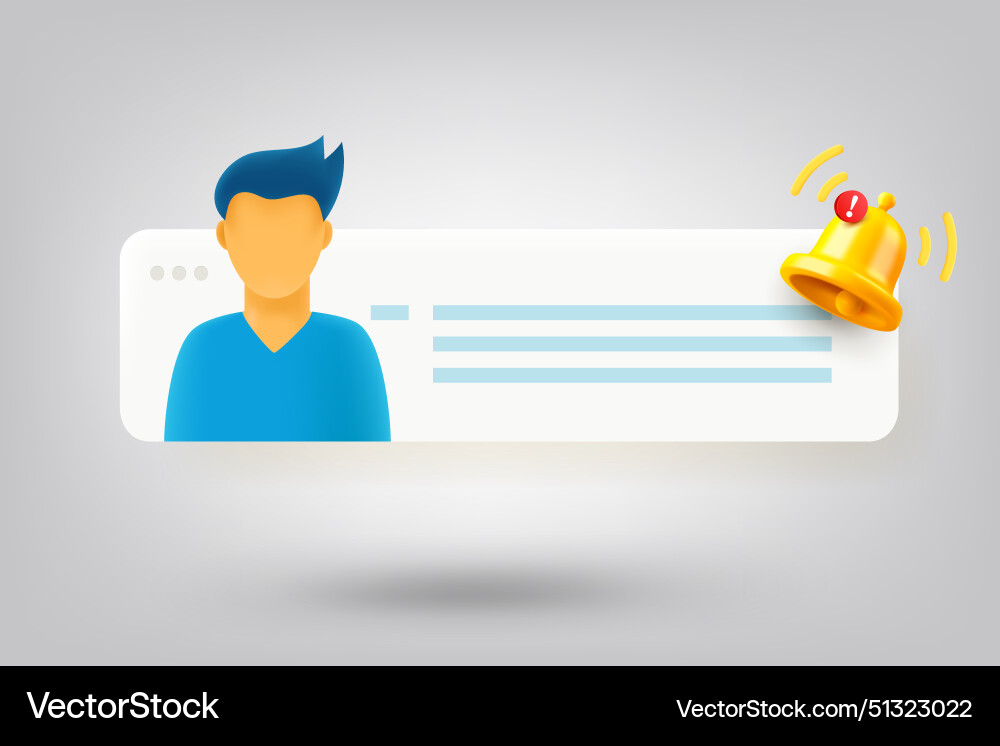 Social media page with notification bell new Vector Image