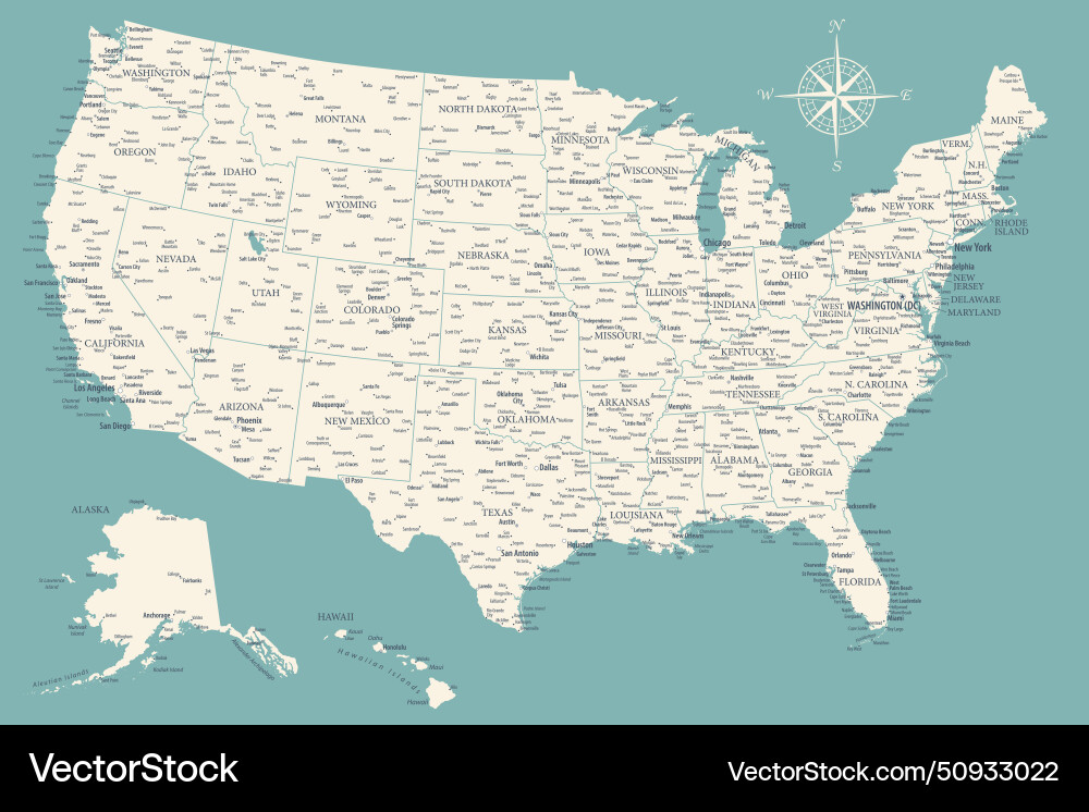 United states - highly detailed map Royalty Free Vector United states - highly detailed map Royalty Free Vector