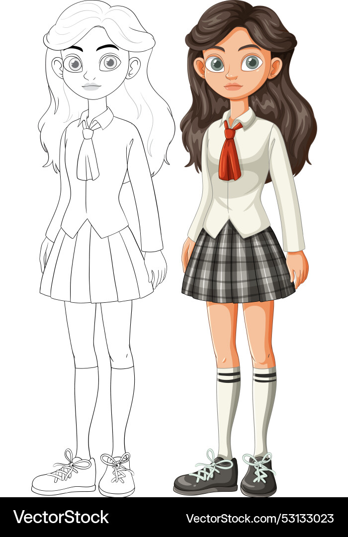 A student in school uniform Royalty Free Vector Image