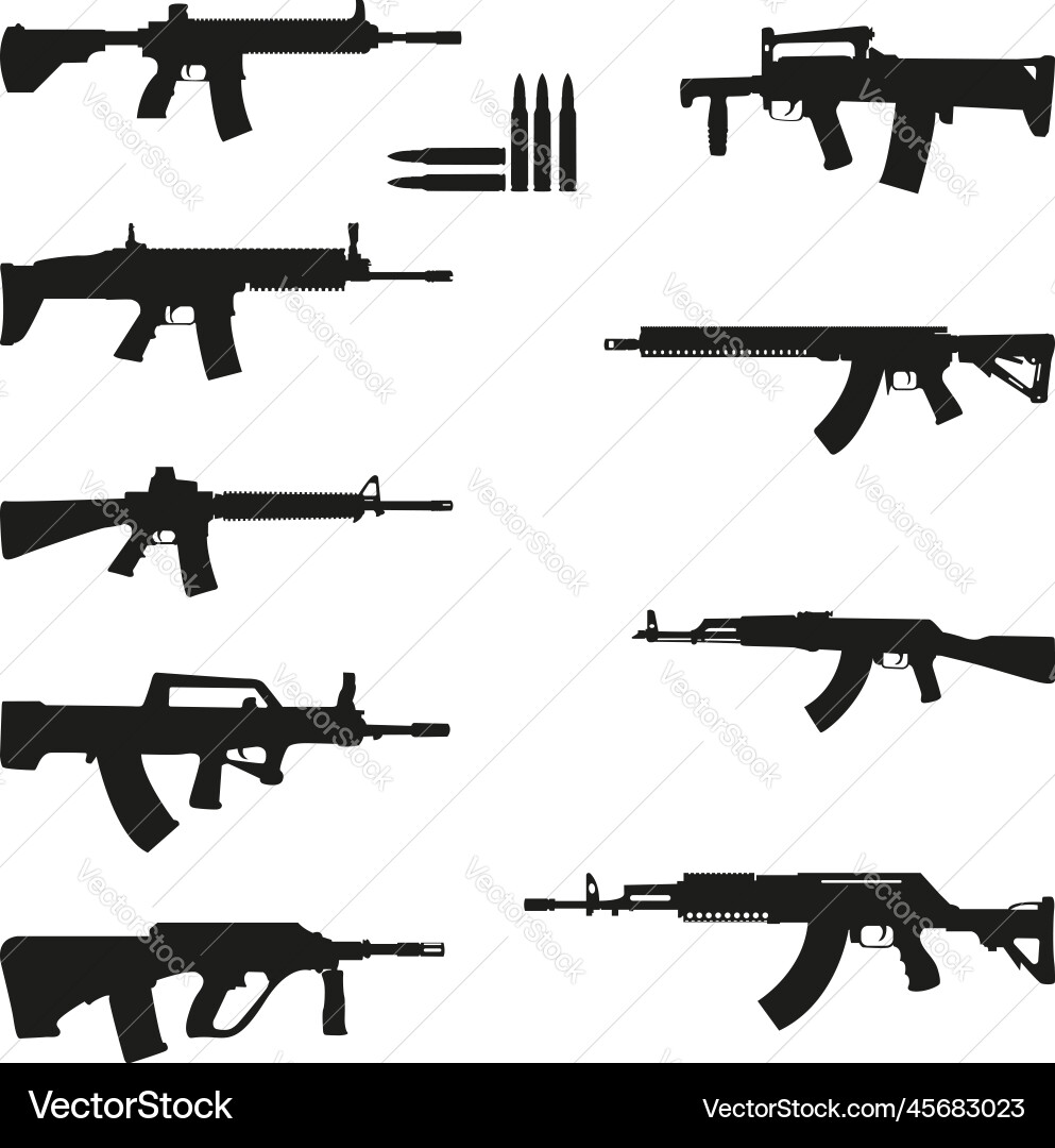 Assault rifle ar gun set Royalty Free Vector Image