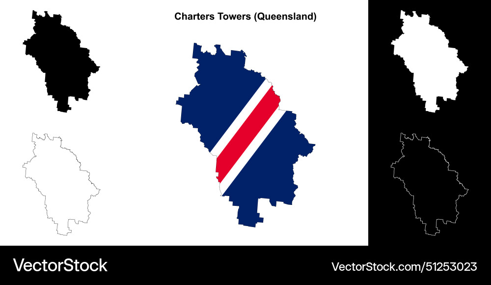 Charters towers outline map Royalty Free Vector Image