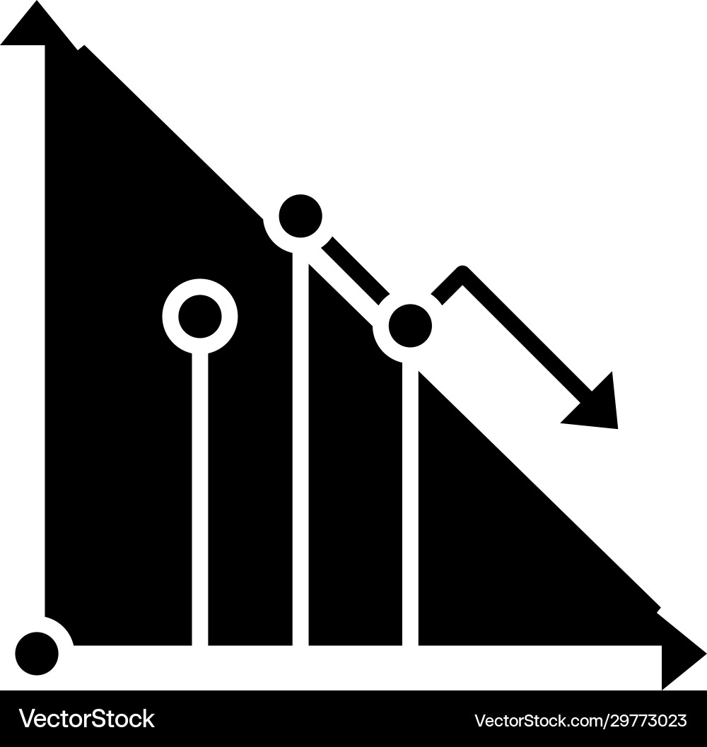 Decreasing data black icon concept Royalty Free Vector Image