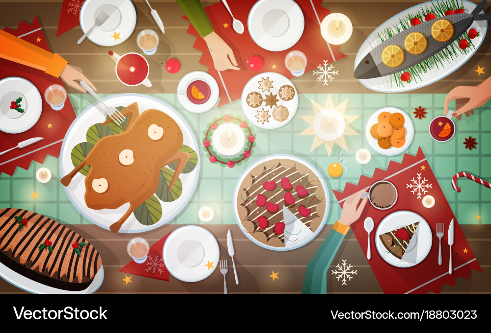 Festive Christmas Dinner Royalty Free Vector Image