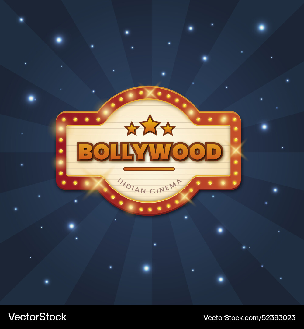 Realistic bollywood cinema sign Royalty Free Vector Image