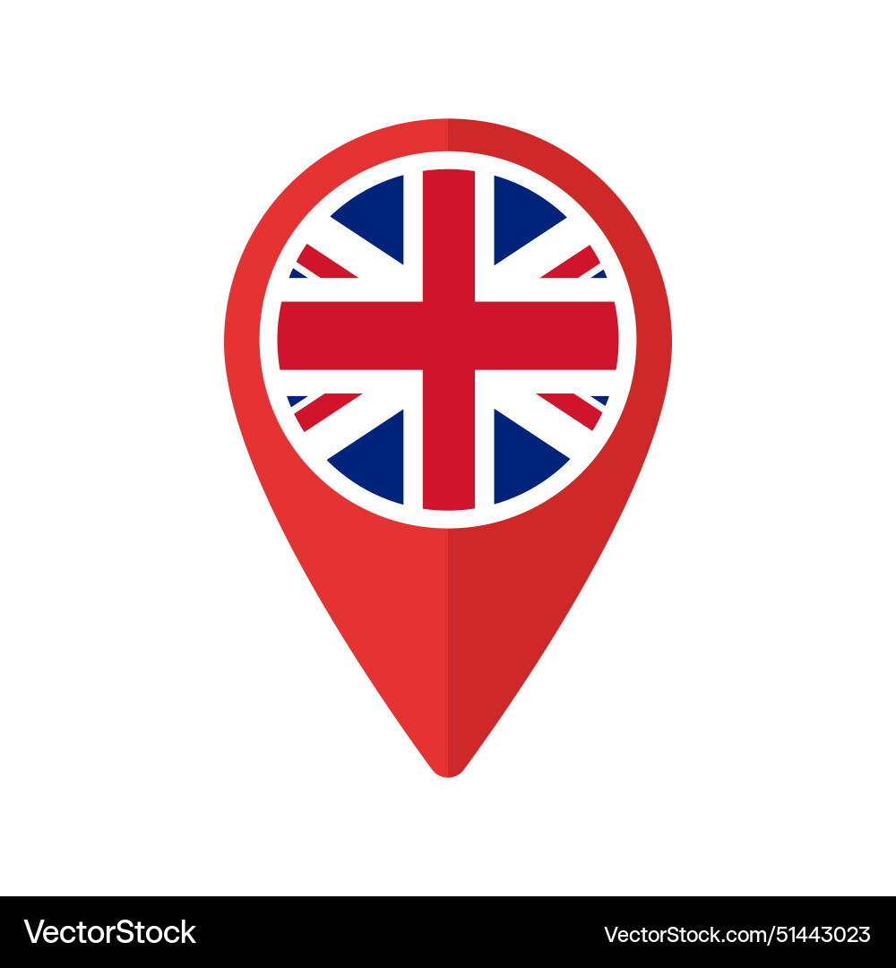 Red map marker with united kingdom round flag Vector Image