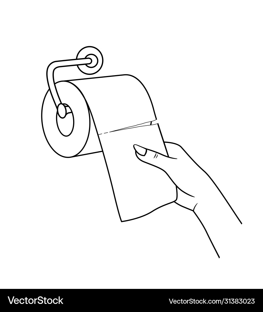 Woman hand pull up with a tissue roll white paper Vector Image