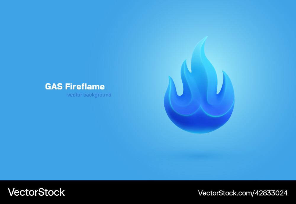 Blue stylized 3d gas fire flame on light Vector Image