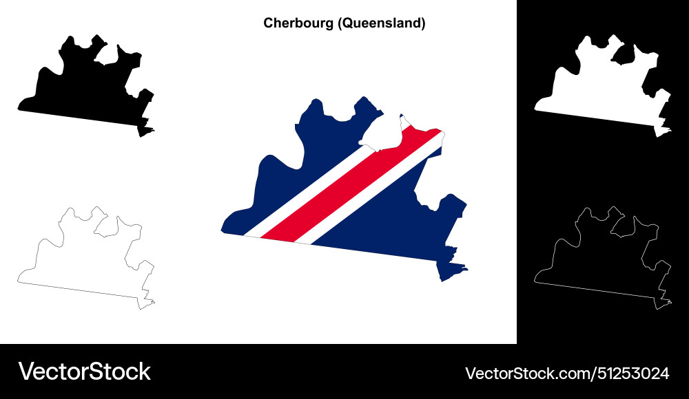 Cherbourg outline map Royalty Free Vector Image