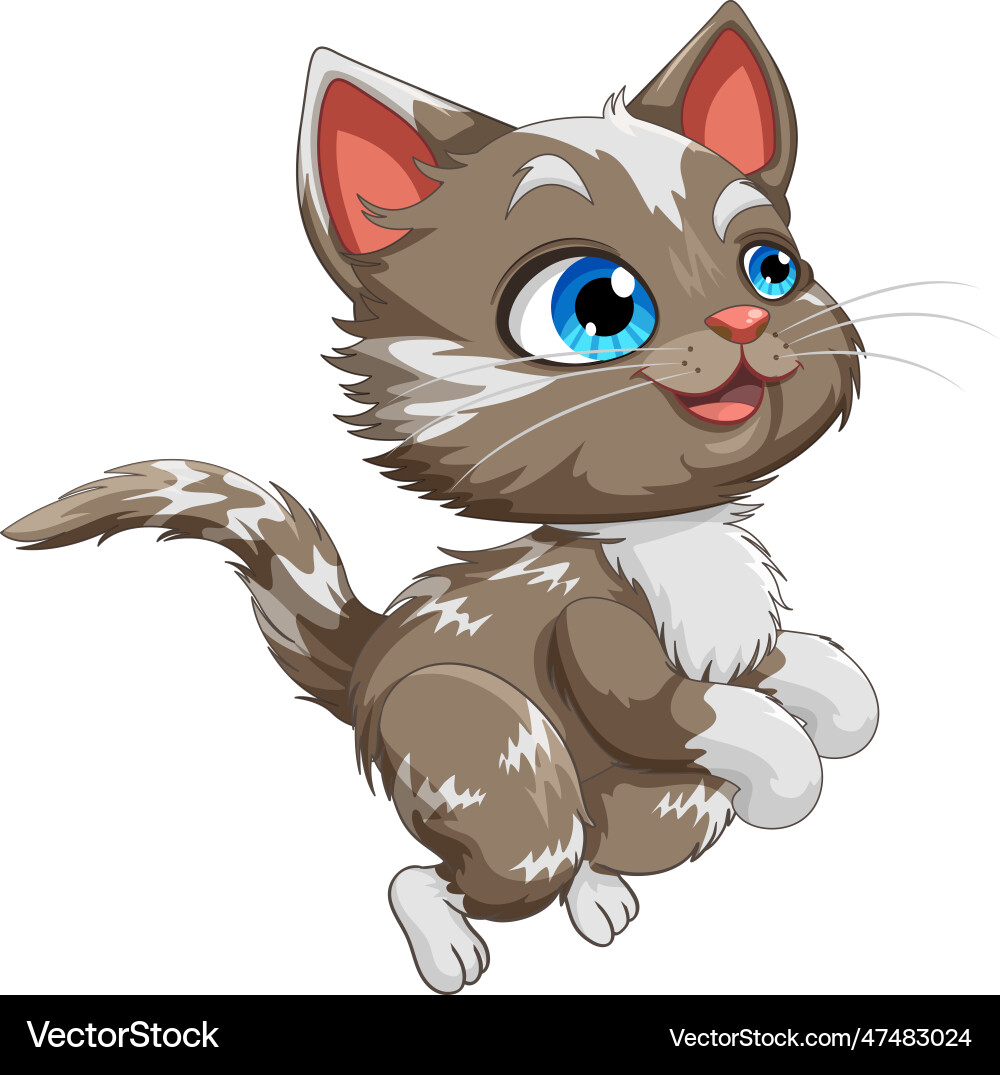 Cute cat in jumping pose Royalty Free Vector Image