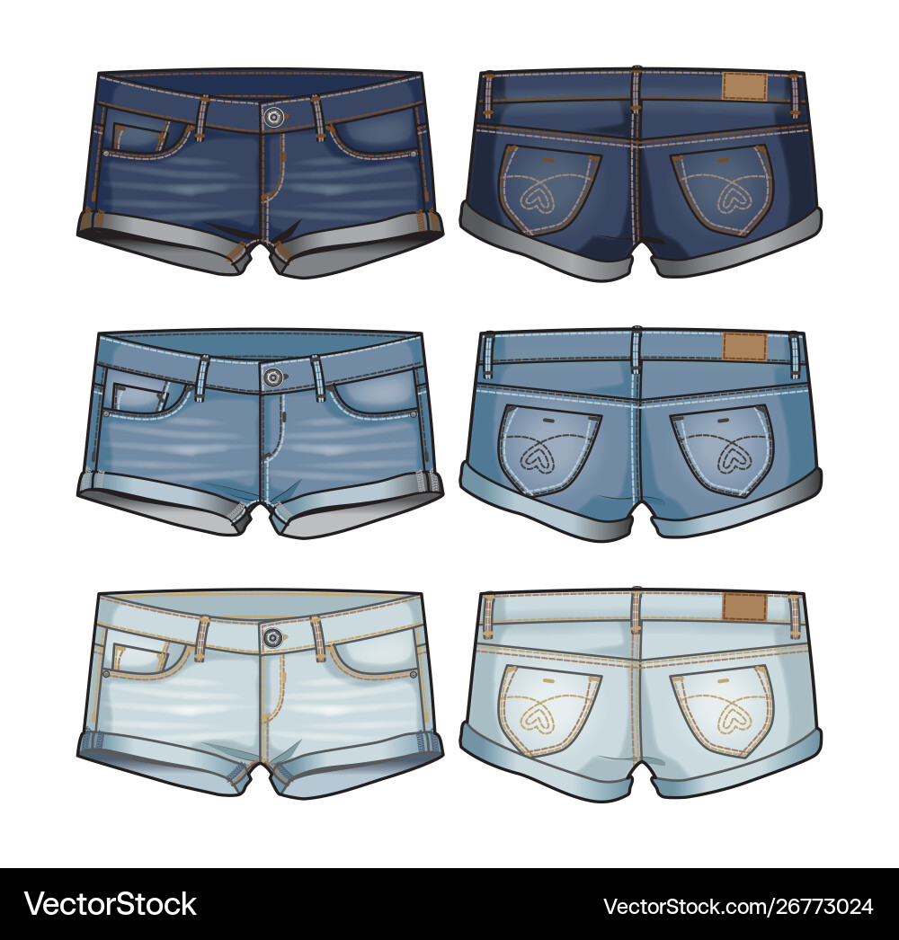 Denim Shorts - Three Shades Royalty Free Vector Image