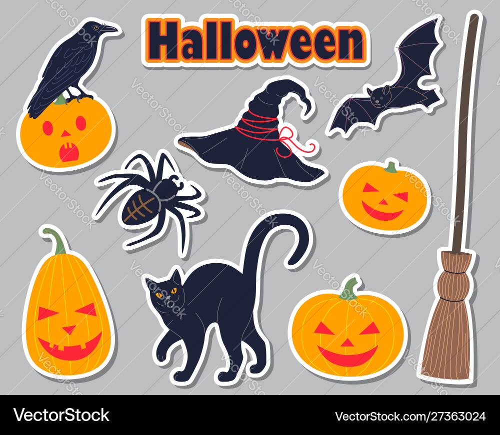 Halloween simple stickers set Royalty Free Vector Image