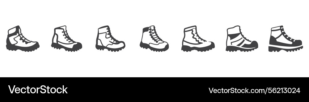 Hiking boot icons silhouette Royalty Free Vector Image