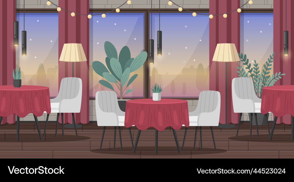 Restaurant interior cartoon Royalty Free Vector Image