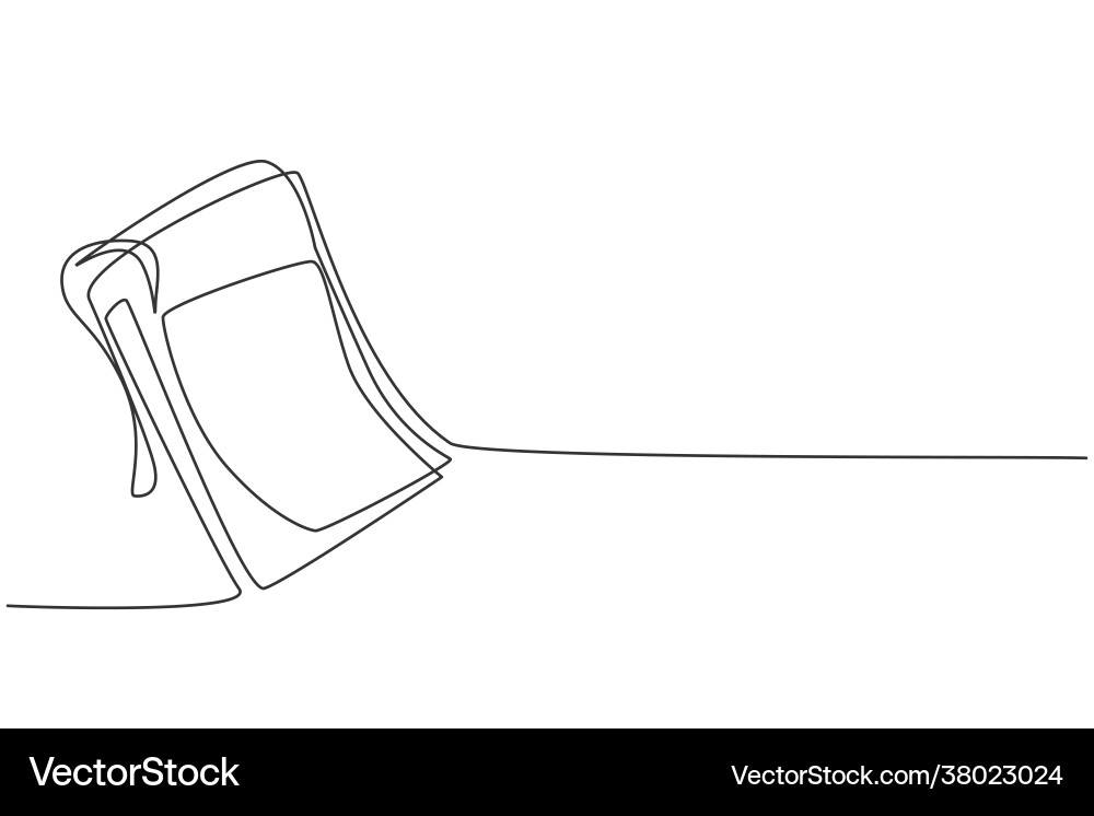 Single one line drawing open notepad paper Vector Image