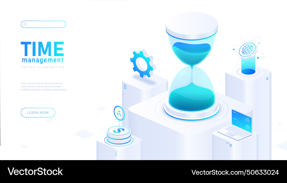 Time management white poster Royalty Free Vector Image