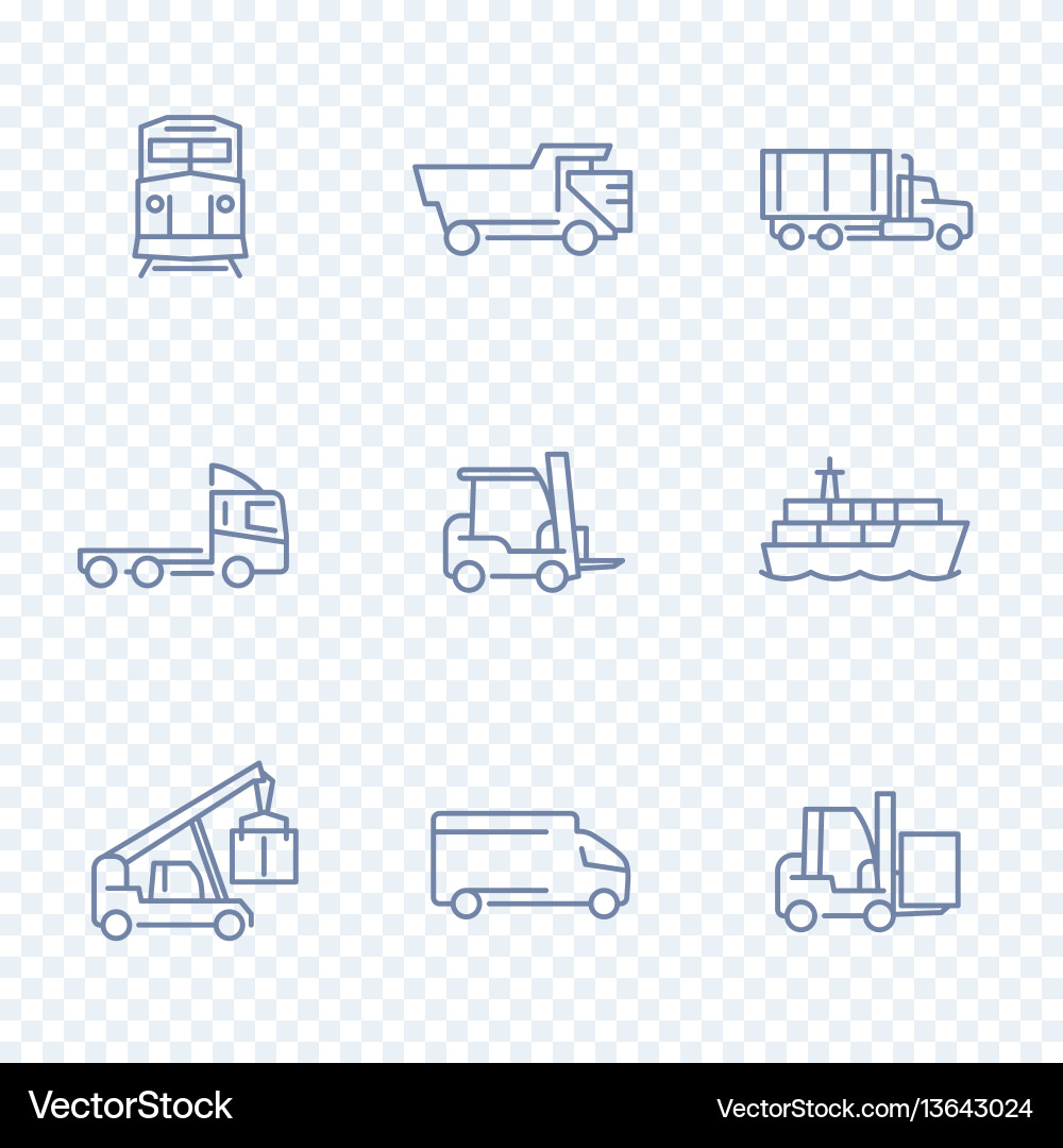Transportation icons forklift cargo ship train Vector Image