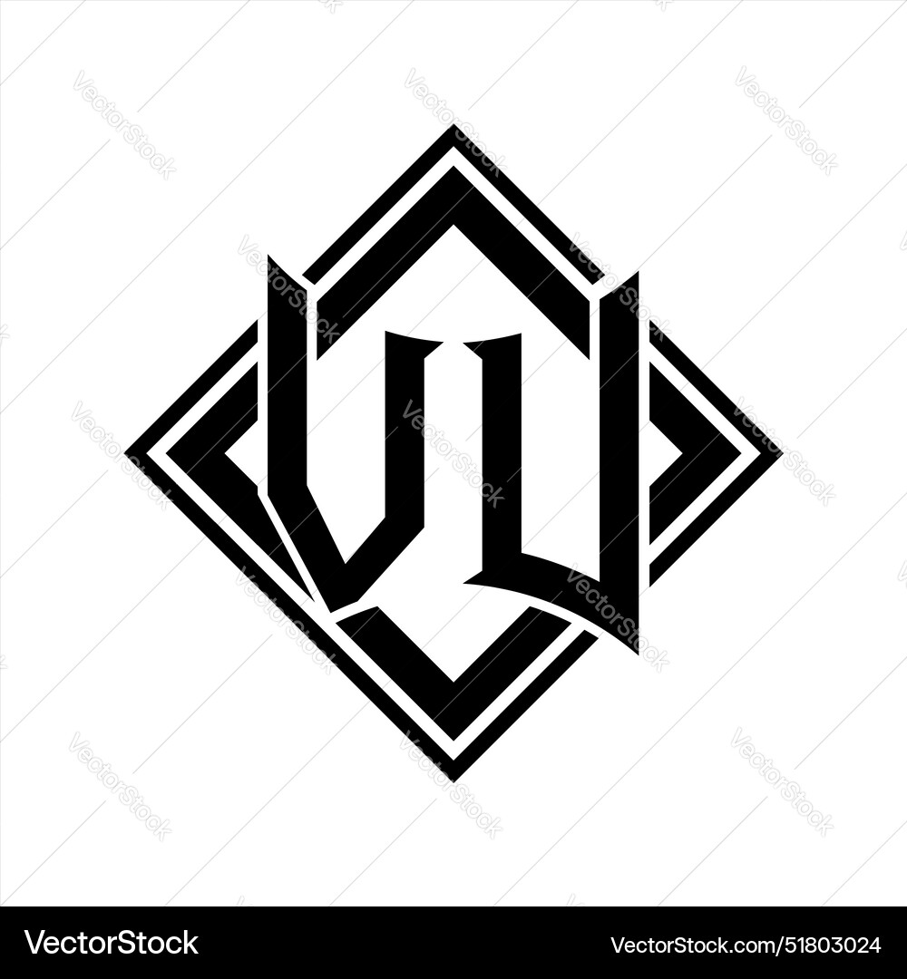Vu letter logo with abstract shield shape Vector Image