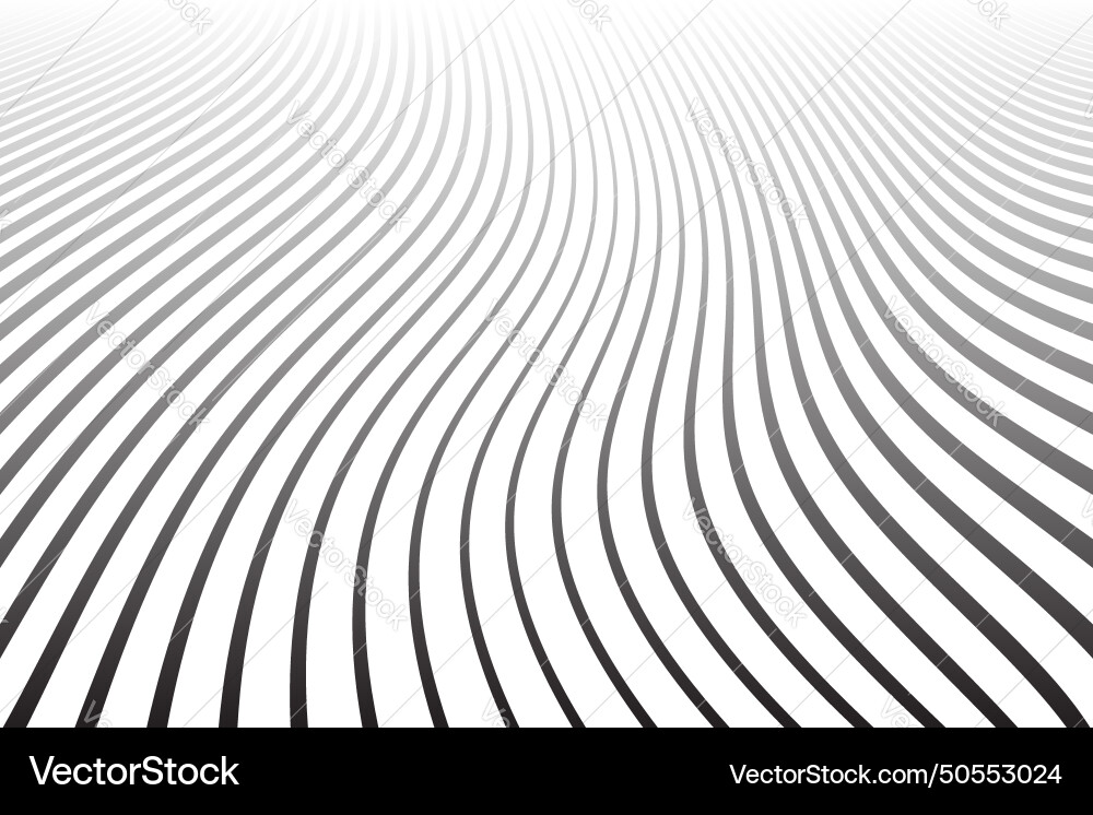 Wavy lines in perspective Royalty Free Vector Image