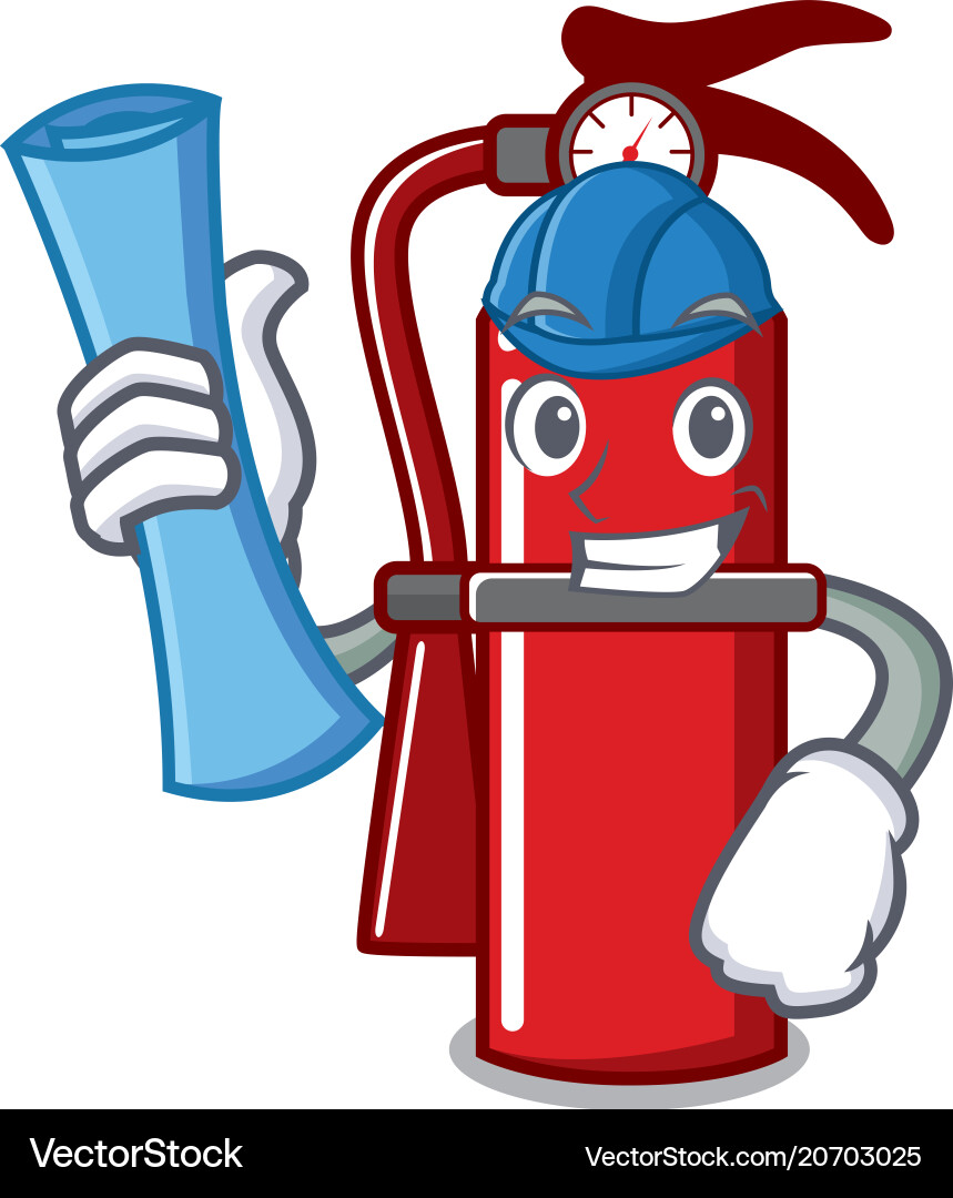Architect fire extinguisher character cartoon – Royalty-Free Vector ...