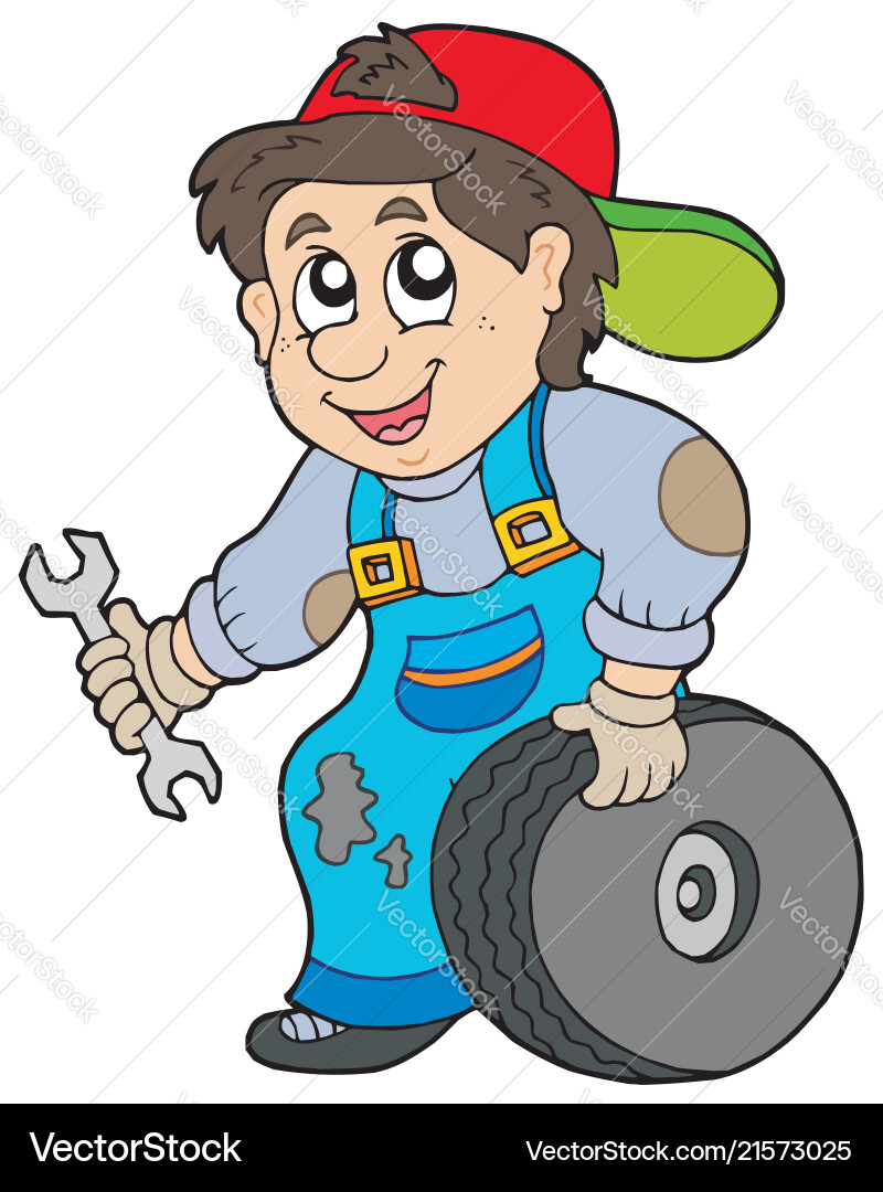 Cheerful Car Mechanic Royalty Free Vector Image
