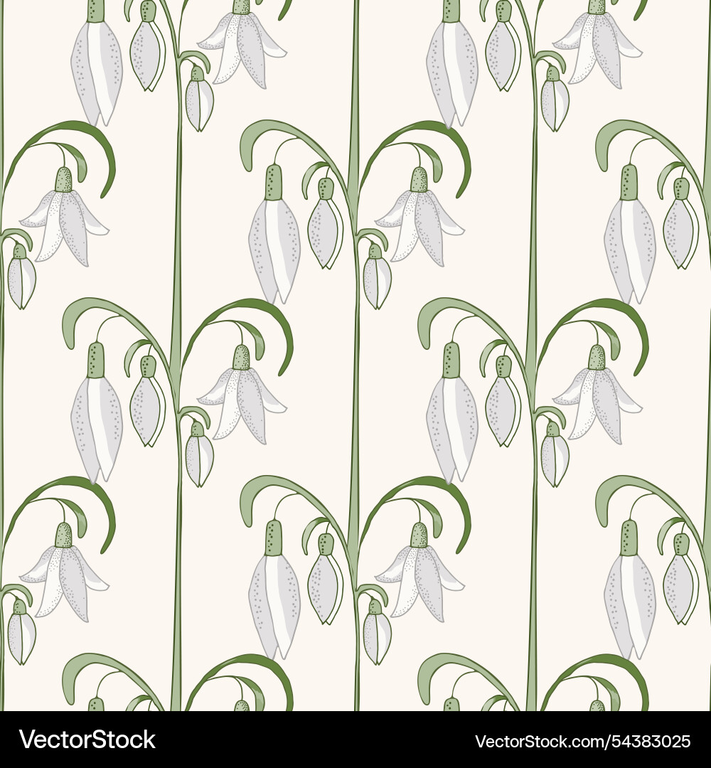 Elegant hand-drawn snowdrop flowers Royalty Free Vector