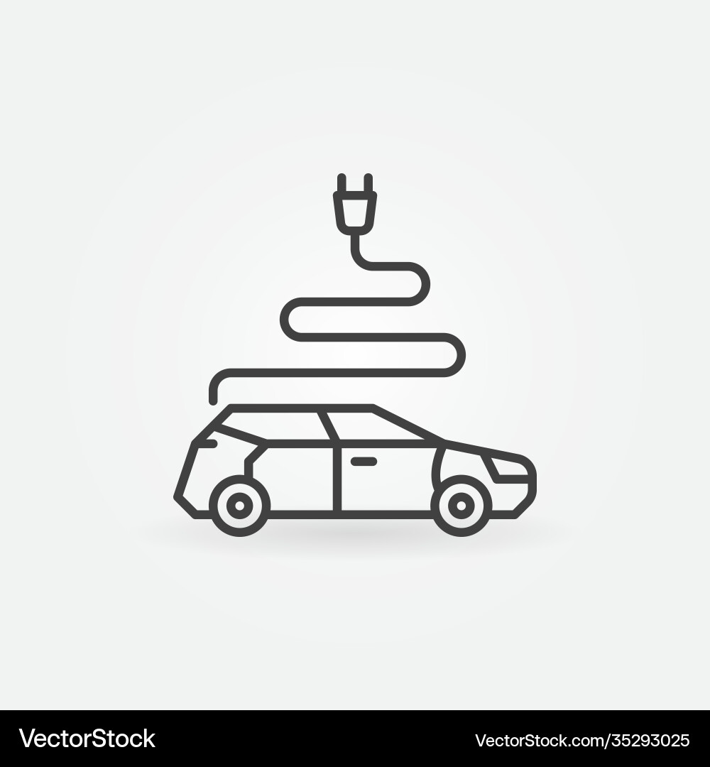 Ev with plug concept icon in outline style Vector Image