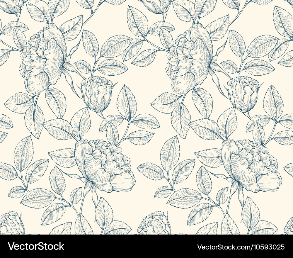 Hand drawn rose garden Royalty Free Vector Image