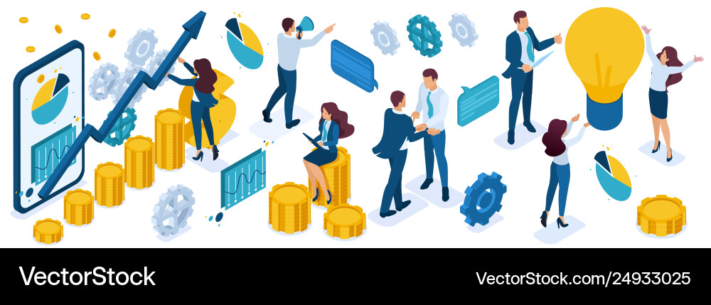 Isometric Business Characters Royalty Free Vector Image