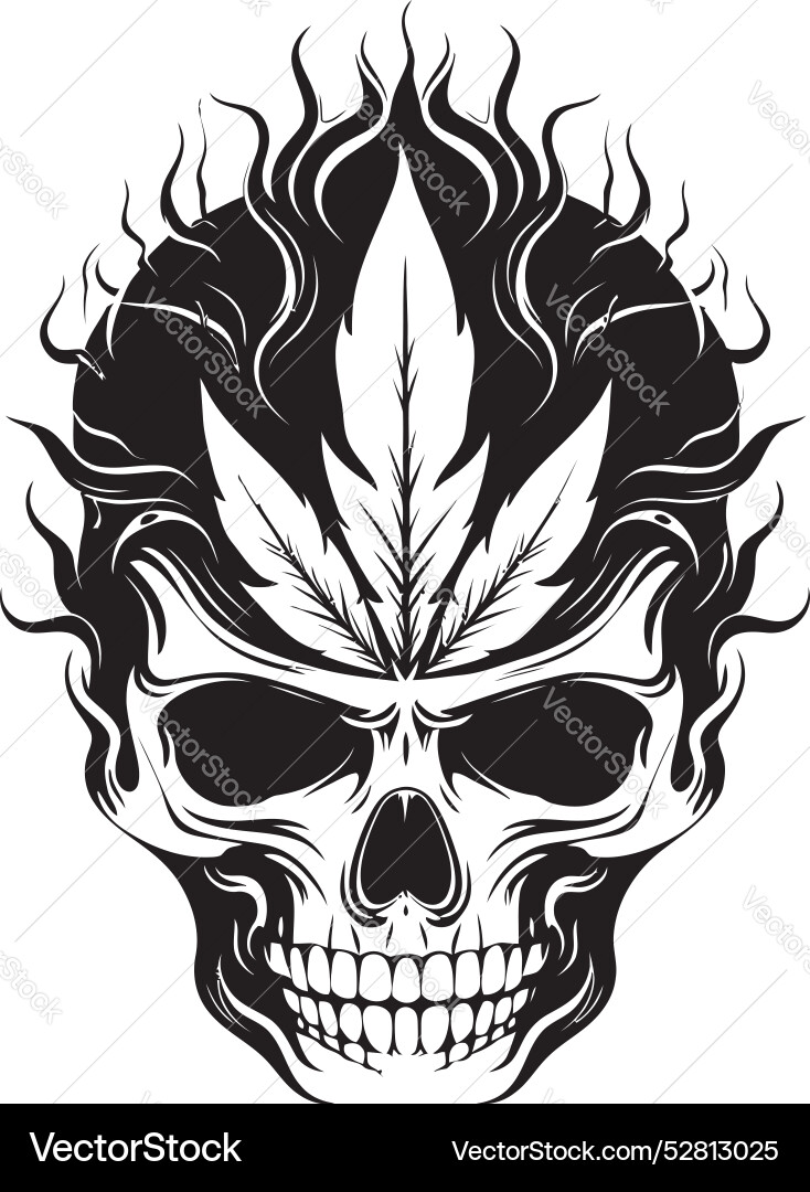 Leafy skull icon cannabis emblem mariabone Vector Image