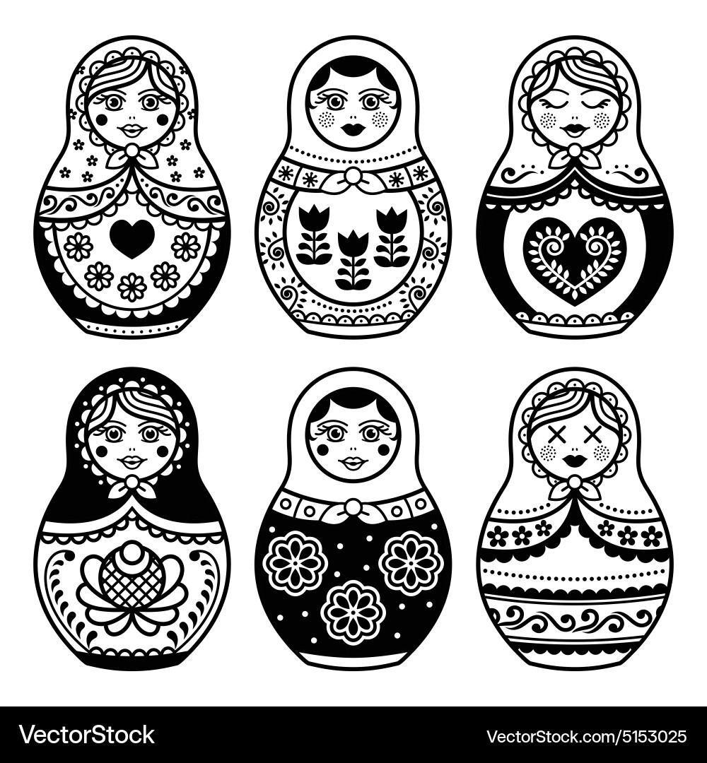 Matryoshka russian doll icons set Royalty Free Vector Image