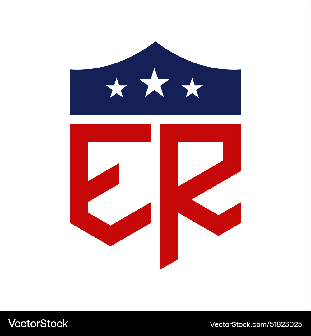 Patriotic er logo design letter Royalty Free Vector Image