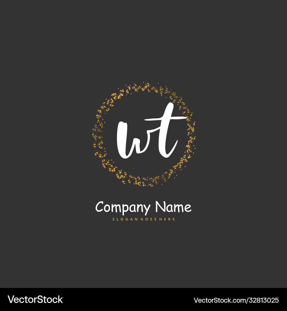W t wt initial handwriting and signature logo Vector Image