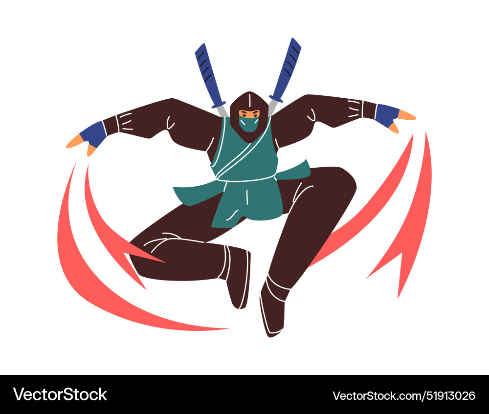 A ninja warrior in motion Royalty Free Vector Image