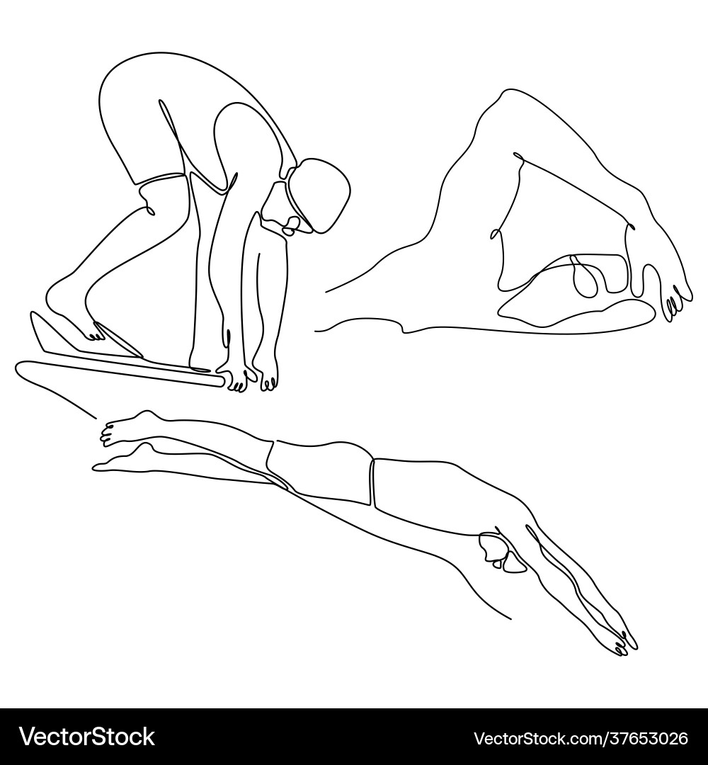 Continuous Line Swimming Figure Royalty Free Vector Image