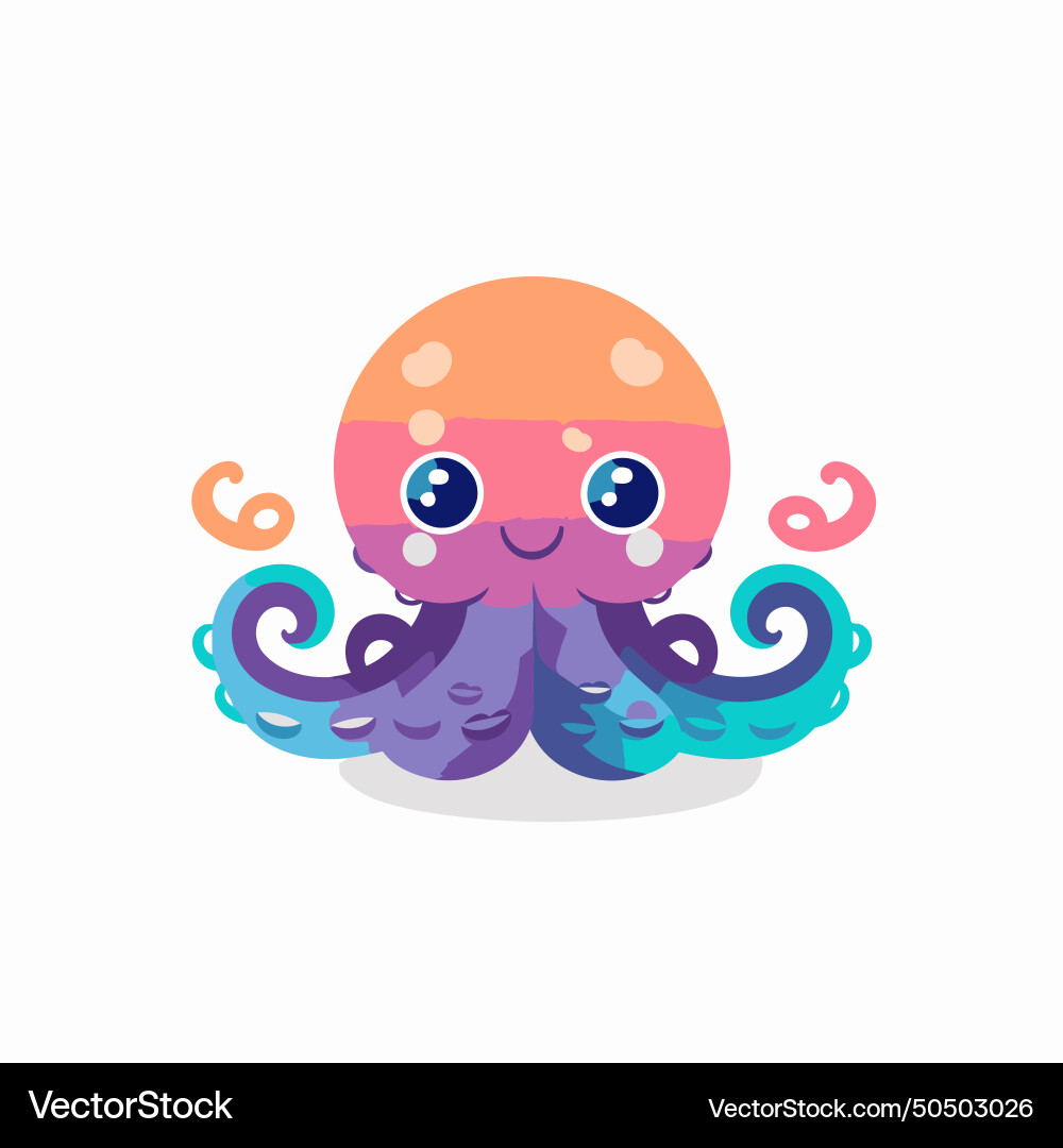 Cute cartoon octopus character isolated Royalty Free Vector