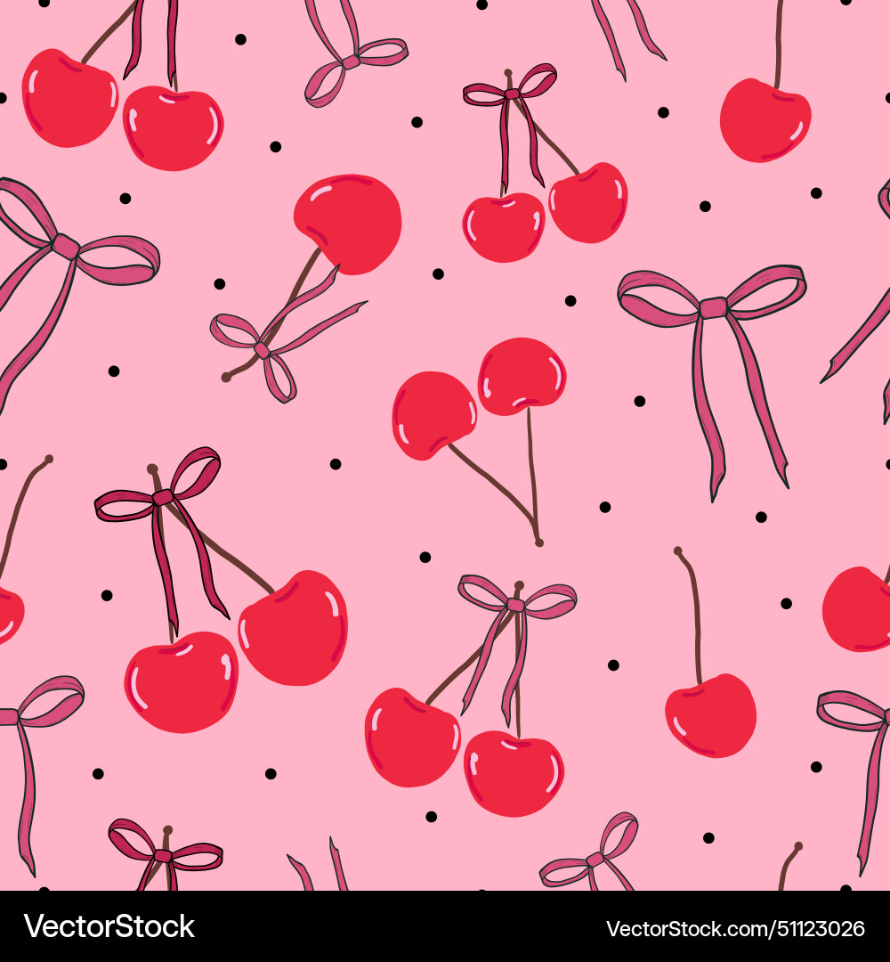 Cute Cherry Seamless Pattern Royalty Free Vector Image